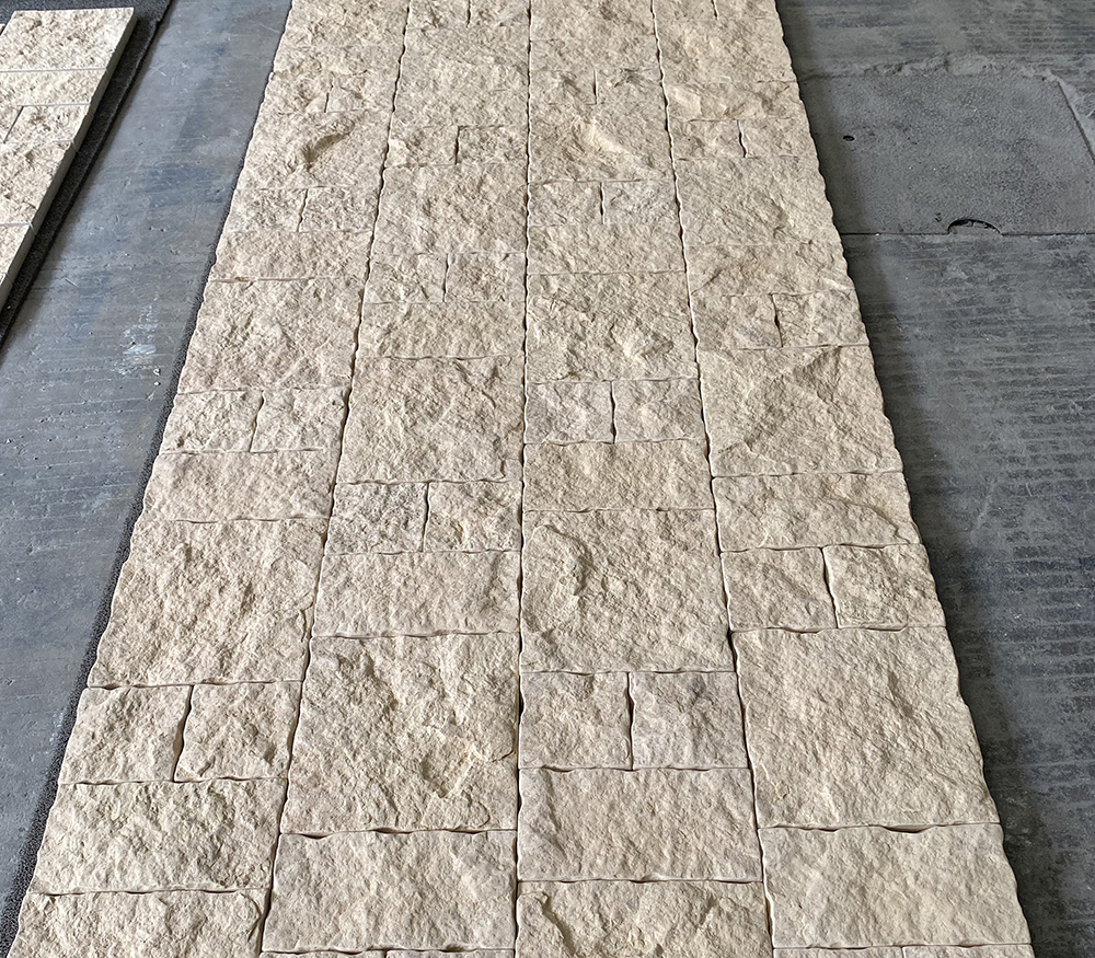 Tumbled Beige Limestone Wall Cladding - Split Face Finish
